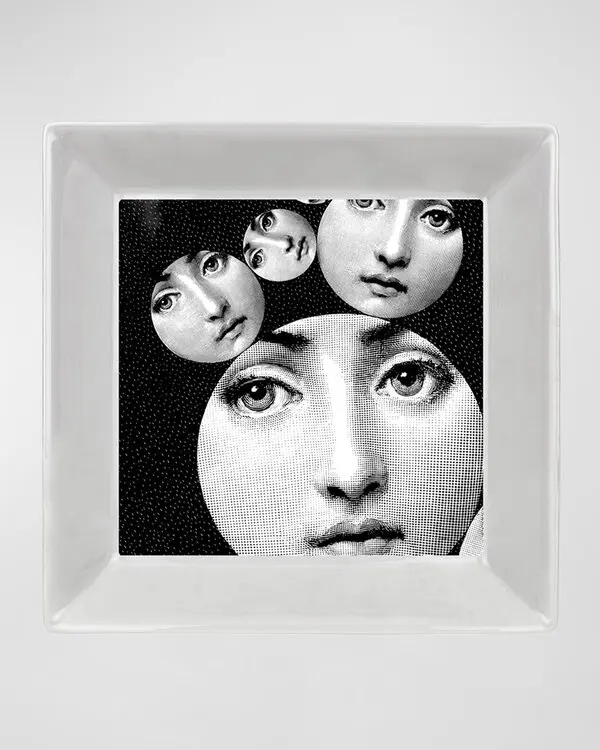 FORNASETTI Square Plate 20 X 20cm Tema E Variazioni N.242 - Blackwhite