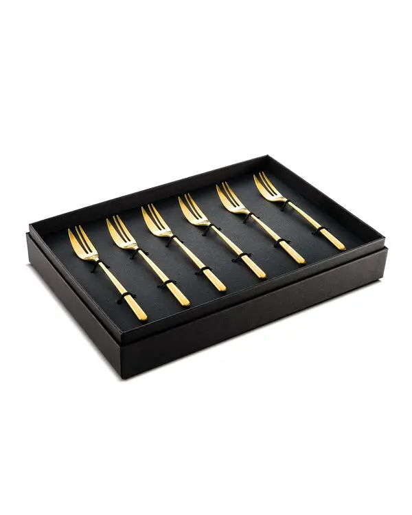 MEPRA Linea Ice Oro Cake Fork Set, Box Of 6