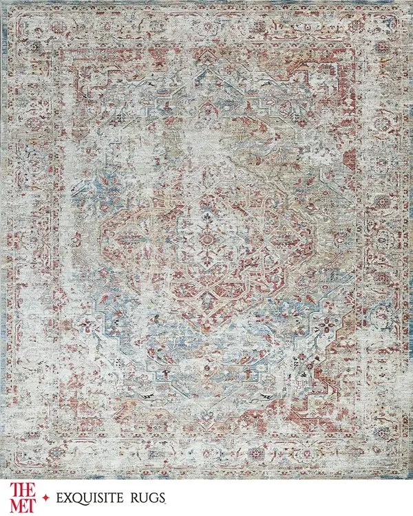 EXQUISITE RUGS X THE MET Antique Loom Rust & Light Blue Rug, 9' X 12