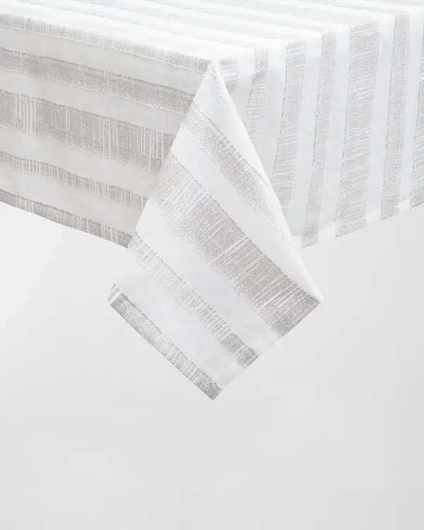 MODE LIVING Seville Tablecloth, 70" Round - White And Silver