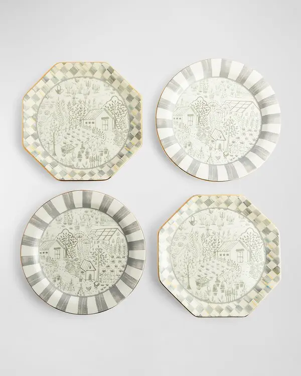MACKENZIE-CHILDS Sterling Cottage Dessert Plates, Set Of 4