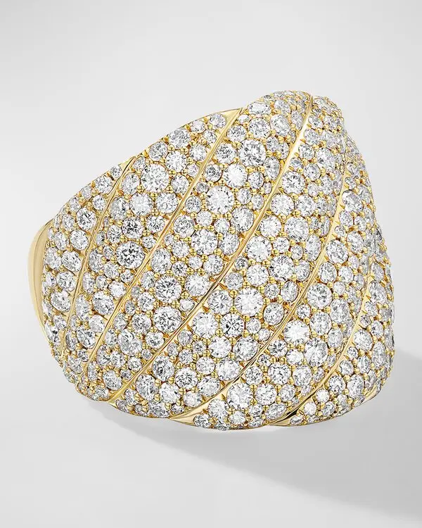 David Yurman 20mm Sculpted Cable Ring With Diamonds - Diamond