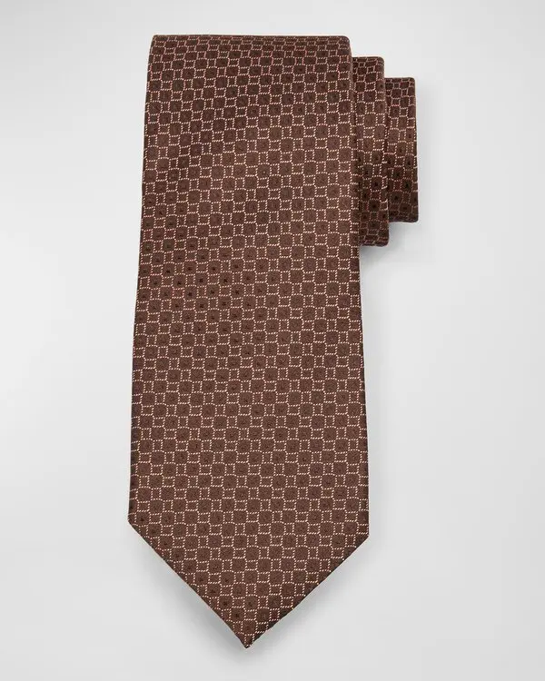 Charvet Silk Micro-geometric Neck Tie - Brown