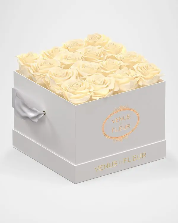 Venus Et Fleur Classic Small Square Rose Box - Pearl