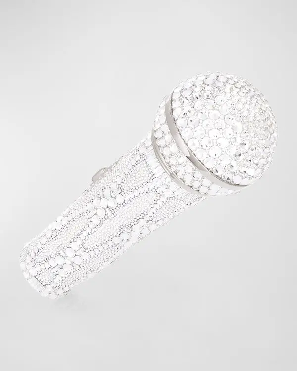 Judith Leiber Microphone Crystal Clutch Bag - Silver Rhine