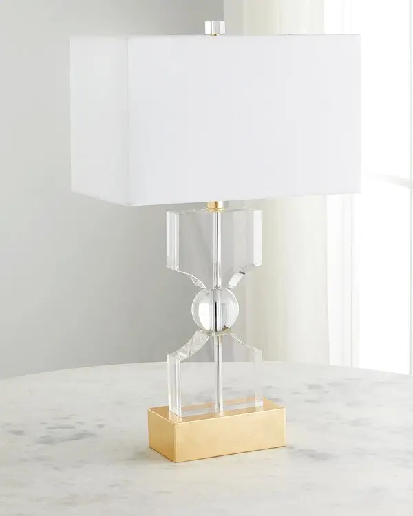 OLD WORLD DESIGN Kingston Crystal Table Lamp With Gold Base & White Linen