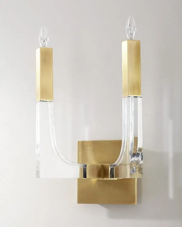 JOHN-RICHARD COLLECTION Acrylic And Brass Double-light Wall Sconce