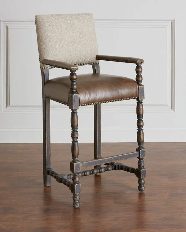 HOOKER FURNITURE Casella Leather Bar Stool, 31
