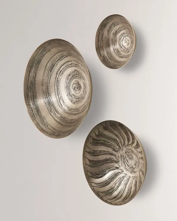 GLOBAL VIEWS Sun Etched Wall Bowls, Set Of 3