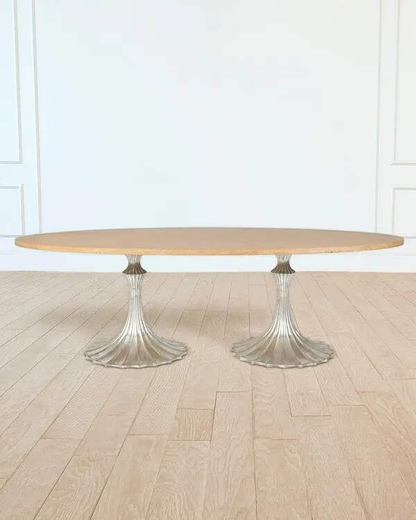 WILLIAM D. SCOTT FOR GLOBAL VIEWS Flute Double Pedestal Dining Table, 96 - Silver