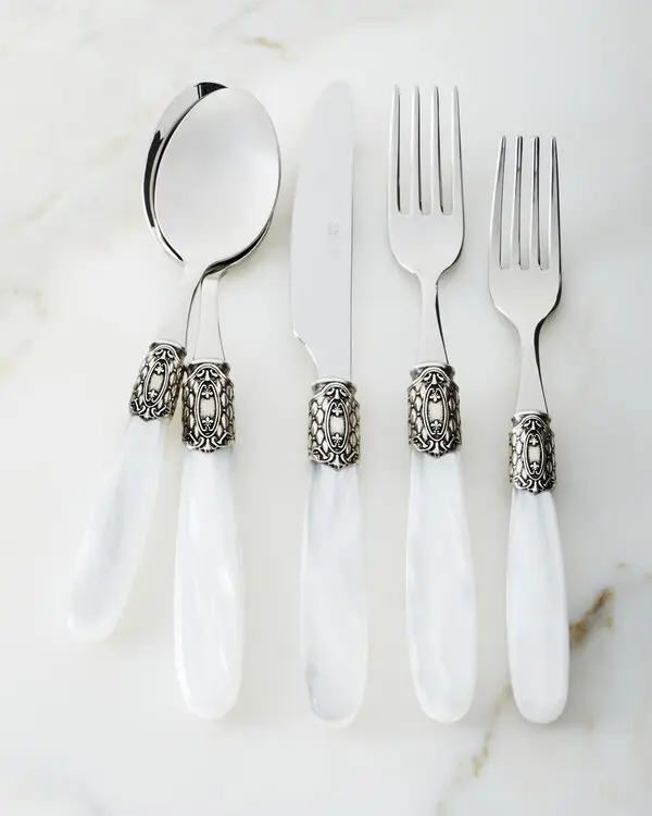 Neiman Marcus 20-piece Victoria Shine Flatware Set, White - Sky Blue