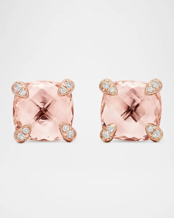 David Yurman Chatelaine Stud Earrings - Morganite & Diamond