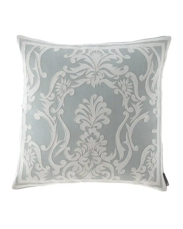 LILI ALESSANDRA Louie Sqaure Pillow Spa Linen / White Linen Appliqué 22x22