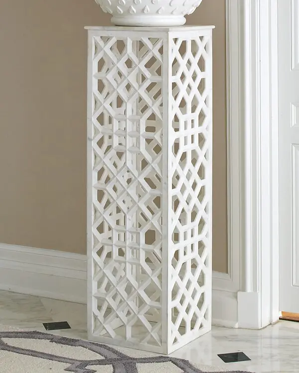 GLOBAL VIEWS Marble Fret Pedestal