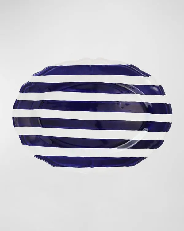VIETRI Amalfitana Stripe Round Platter - Cobalt