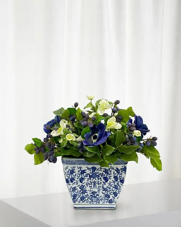 WINWARD HOME Faux Anemones And Mulberries In Pot
