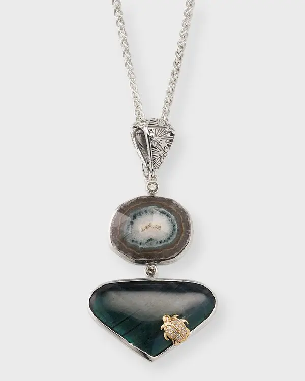 Stephen Dweck Natural Quartz, Labradorite And Diamond Pendant Necklace