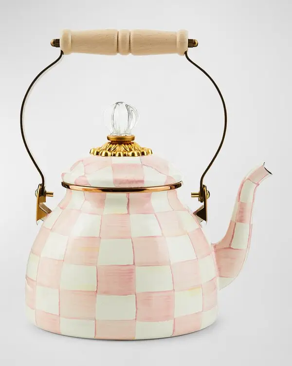 MACKENZIE-CHILDS Rosy Check Enamel Tea Kettle, 2 Quarts - One-color