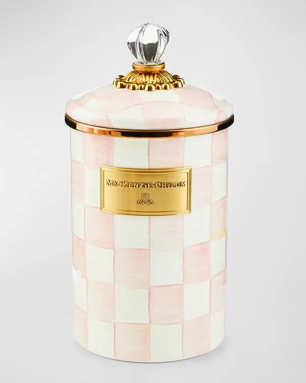 MACKENZIE-CHILDS Rosy Check Enamel Canister, Large - One-color
