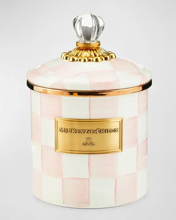 MACKENZIE-CHILDS Rosy Check Enamel Canister, Small - One-color