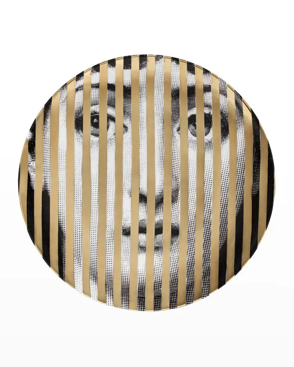 FORNASETTI Tema E Variazioni N. 34 Gold Stripes Wall Plate - Blackwhitegold