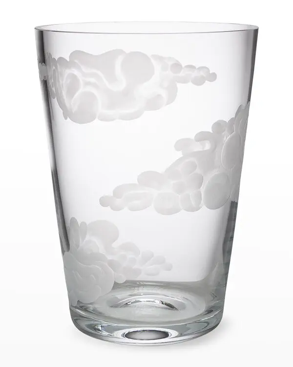 JONATHAN HANSEN Cloud Motif Crystal Vase - Clear