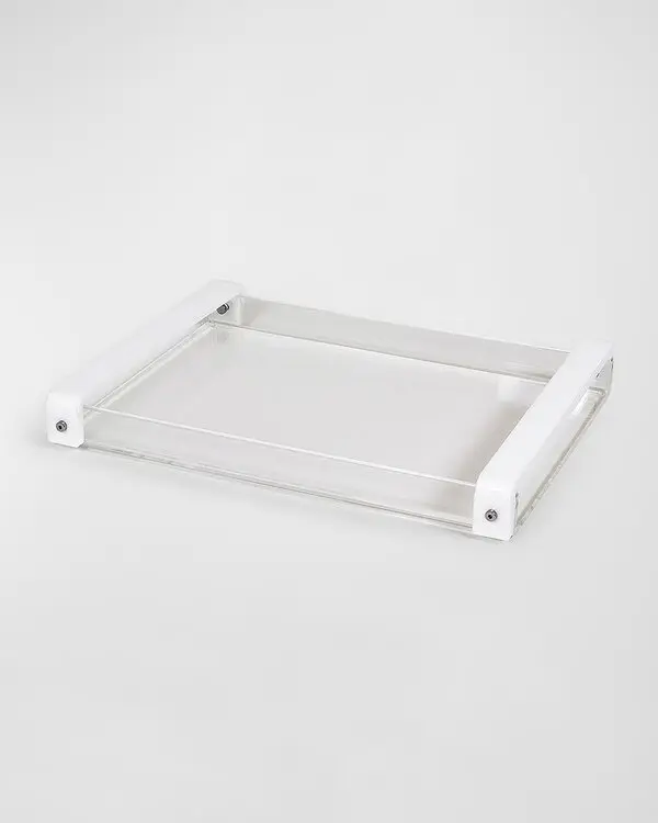 TIZO Lucite Tray With Handle - Clear, White