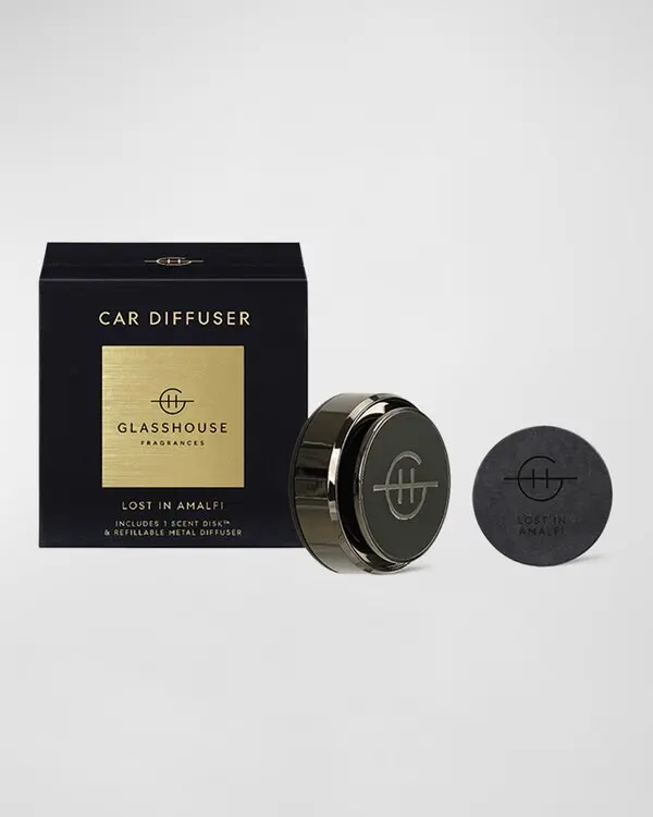 GLASSHOUSE FRAGRANCES Black Car Diffuser With Lost In Amalfi Replacement Scent Disk