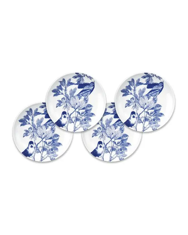 CASKATA Arbor Blue Birds Canape Plates, Set Of Four