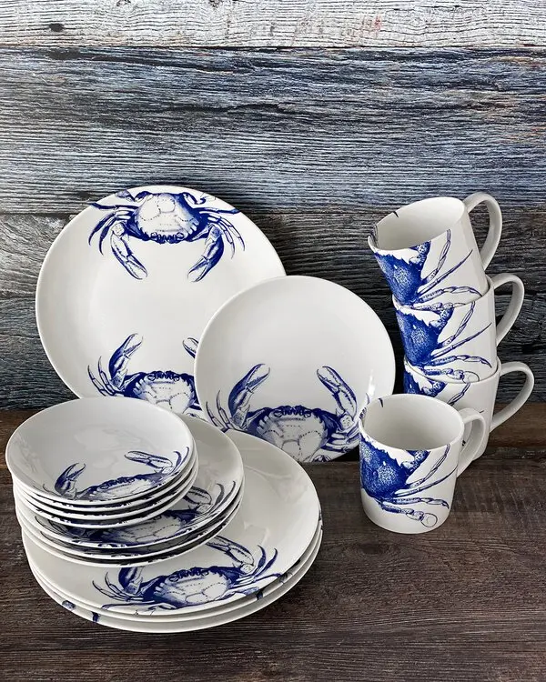 CASKATA Blue Crabs 16-piece Dinnerware Set