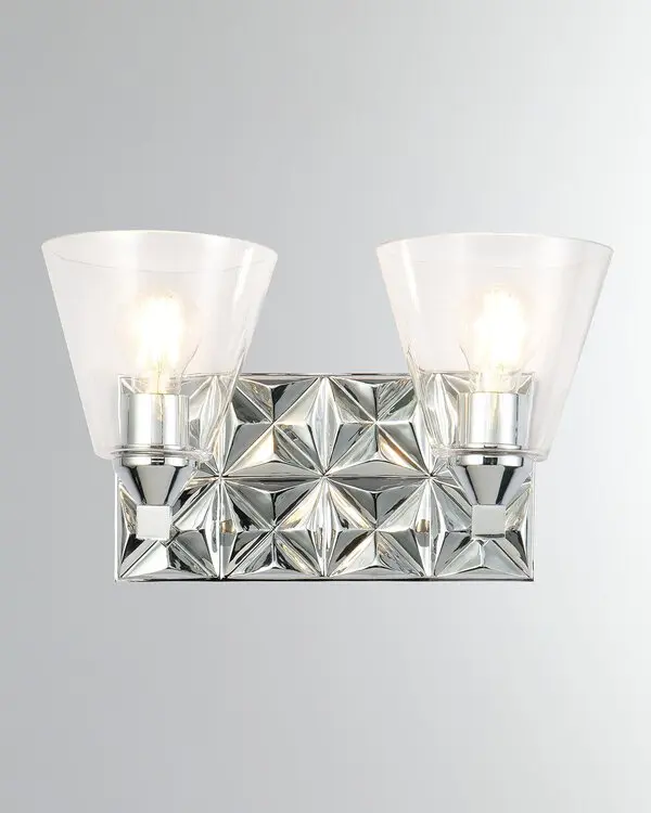 LUCAS + MCKEARN Alpha 2-light Bath Vanity Light With Glass - Silver