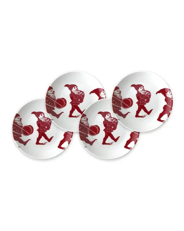 CASKATA Elves Red Canapes Plates, Set Of 4