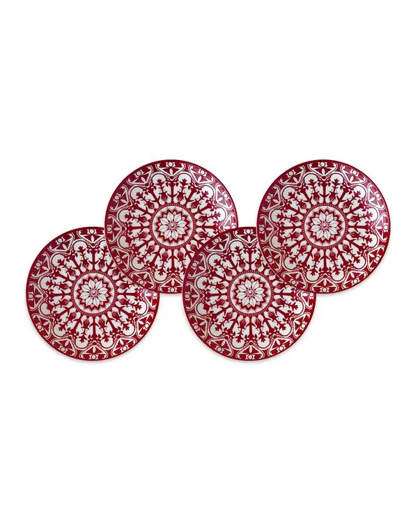 CASKATA Casablanca Crimson Canapes Plates, Set Of 4