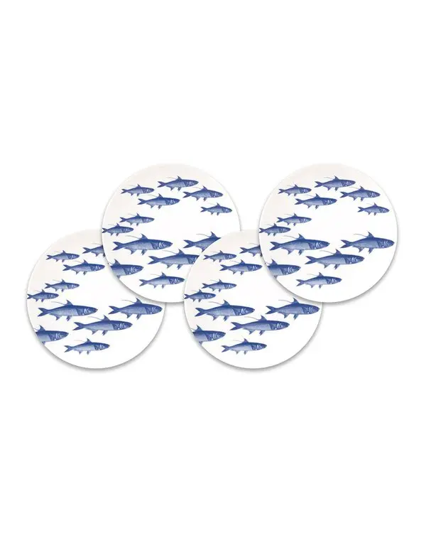 CASKATA School Of Fish Blue Canape Plates, Set Of 4