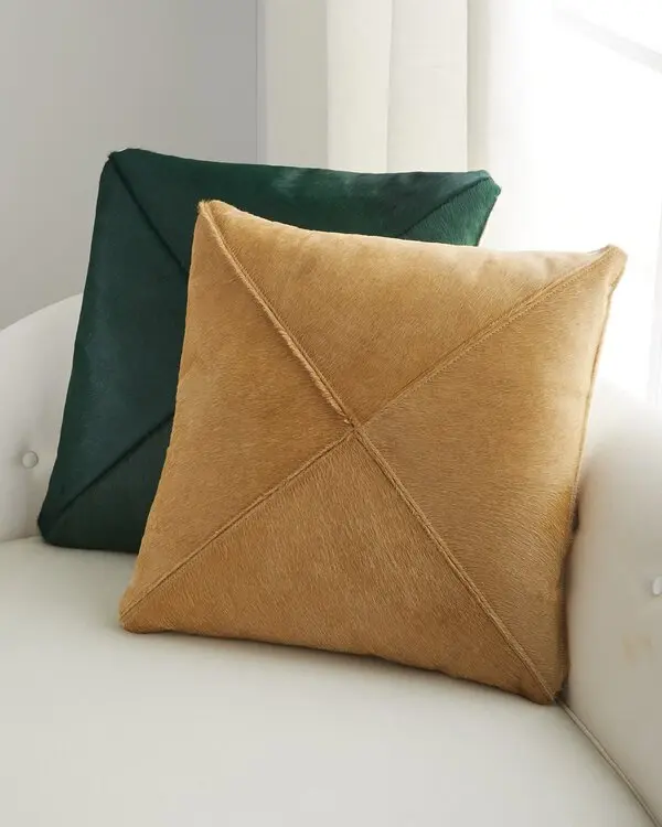 MASSOUD Mitered Hair Hide Pillow, 22"sq
