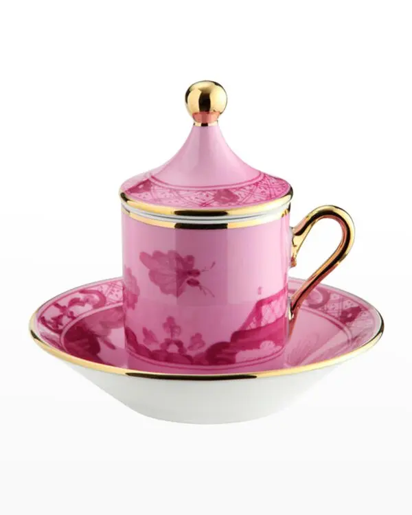 GINORI 1735 Empire-style Coffee Cups & Saucers, Set Of 2 Pink - One-color