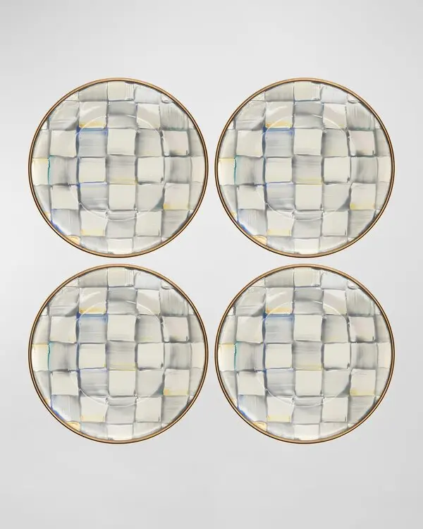 MACKENZIE-CHILDS Sterling Check Enamel Canape Plates, Set Of 4 - One-color