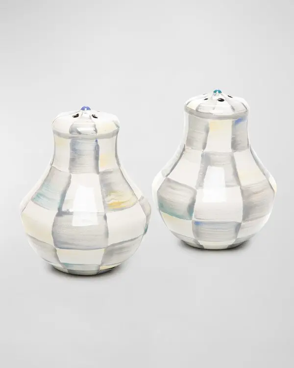 MACKENZIE-CHILDS Sterling Check Enamel Salt Pepper Shakers - One-color