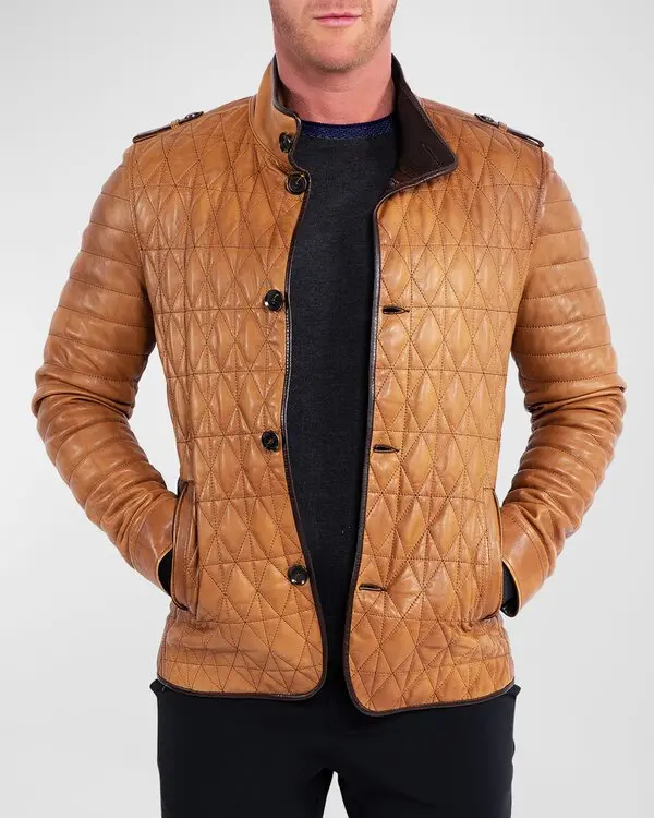 MACEOO Italian Lambskin Leather Field Jacket