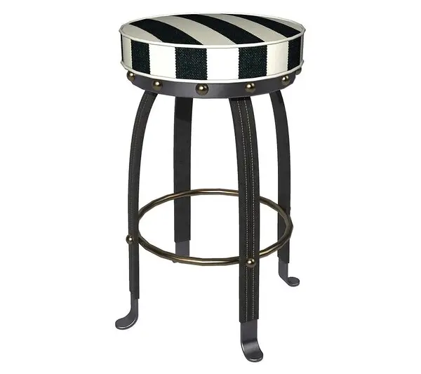 MACKENZIE-CHILDS Flatiron Black Stripe Bar Stoo L