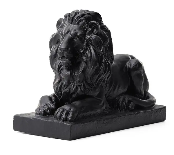 GLITZHOME 21.75'l Mgo Black Lying Lion Lawn Gar Den Statue