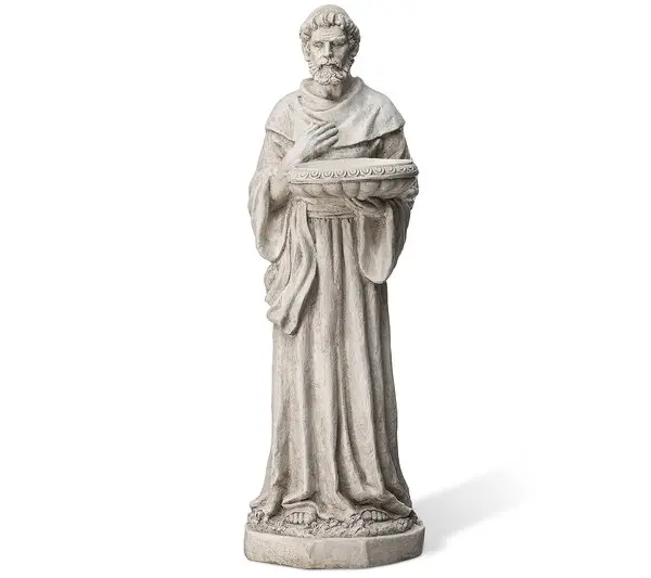 GLITZHOME 32.75' Mgo St. Francis Garden Statue Ith Birdfeeder