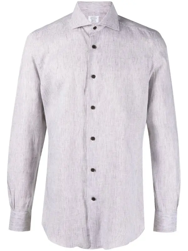 MAZZARELLI Striped Long-sleeve Shirt - Neutrals