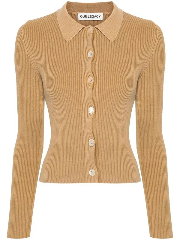 Our Legacy Mazzy Fine Ribbed Cardigan - Neutrals