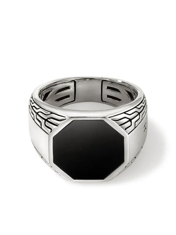 John Hardy Sterling Signet Ring With Onyx - Silver