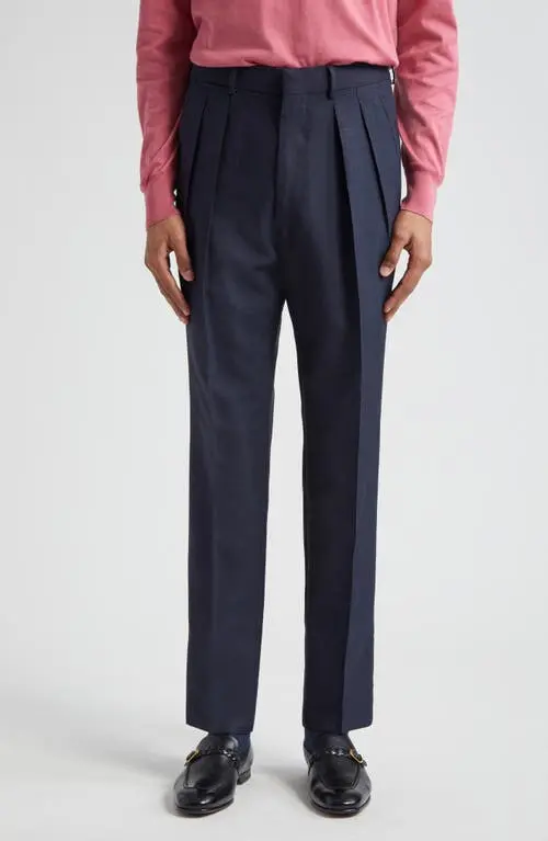 TOM FORD Atticus Tailored Silk Trousers - Navy