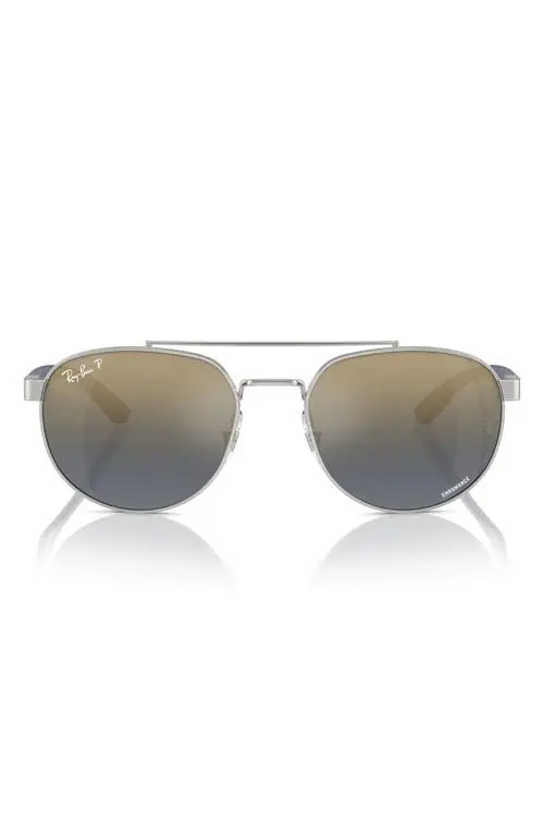 Ray-ban 56mm Polarized Irregular Sunglasses - Silver