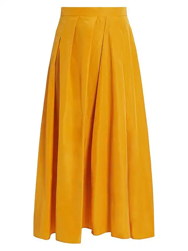 Marina Rinaldi Plus Aderire Taffeta Maxi Skirt Gold Editorialist