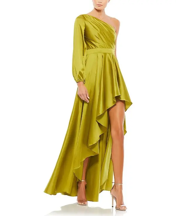 Mac Duggal High-low One-shoulder Gown - Chartreuse