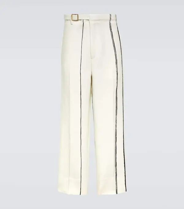 Zegna Striped Linen Straight Pants